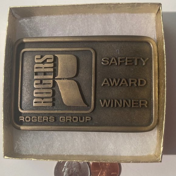 Accessories | Vintage Metal Belt Buckle Brass Rogers Group Construction ...